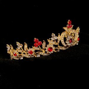 Unbranded | Accessories | Gold Tone Red Rhinestone Baroque Princess ...